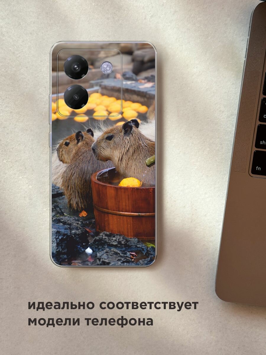 Чехол на Poco M7 Pro / Поко М7 Про с принтом "Капибары отмокают" — фото 1