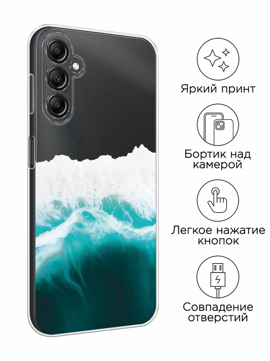 Чехол на Samsung Galaxy A15 / Самсунг А15 с принтом "Большая волна", прозрачный — фото 1