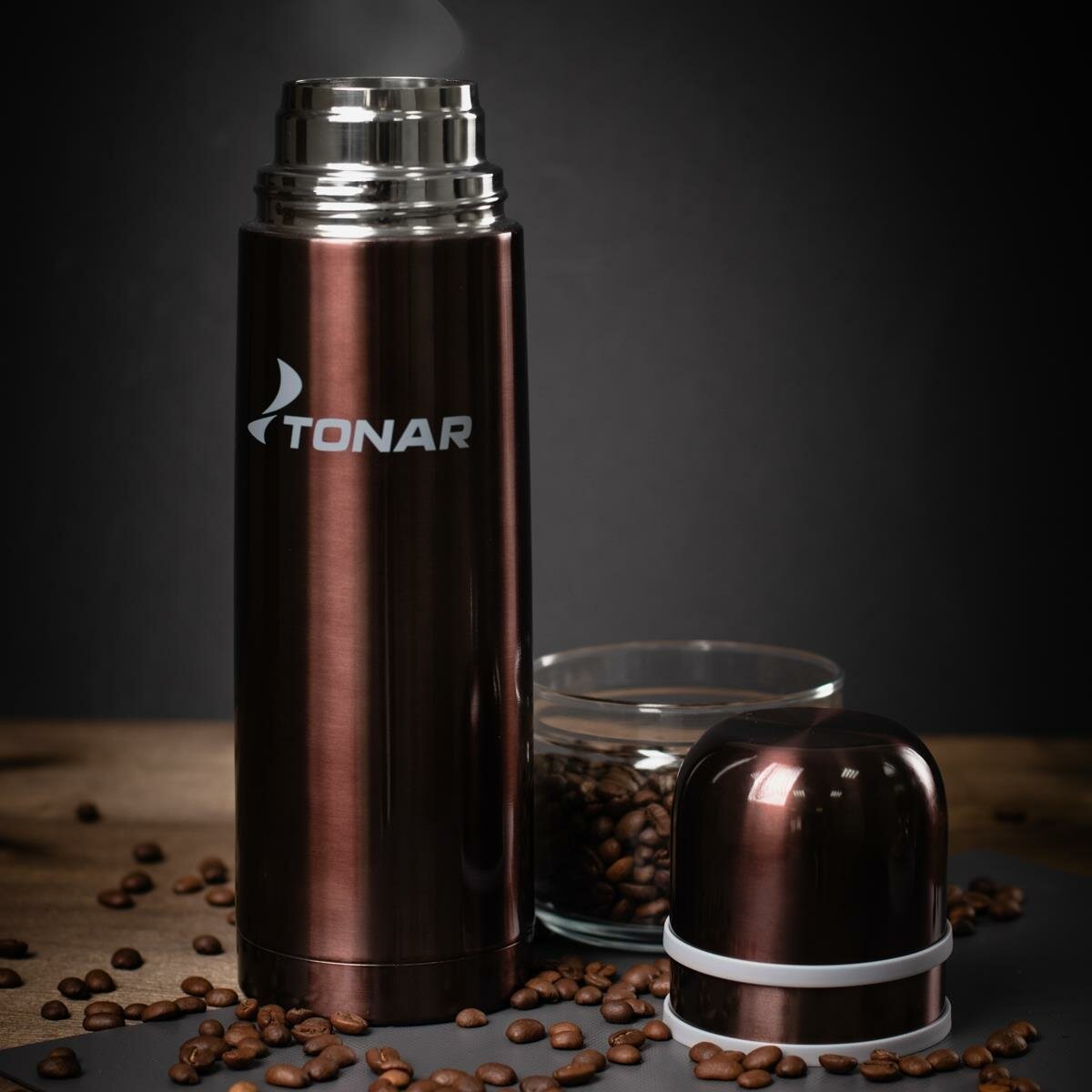 Термос TONAR коричневый 750ML (2 крышки-кружки) (HS. TM-034)