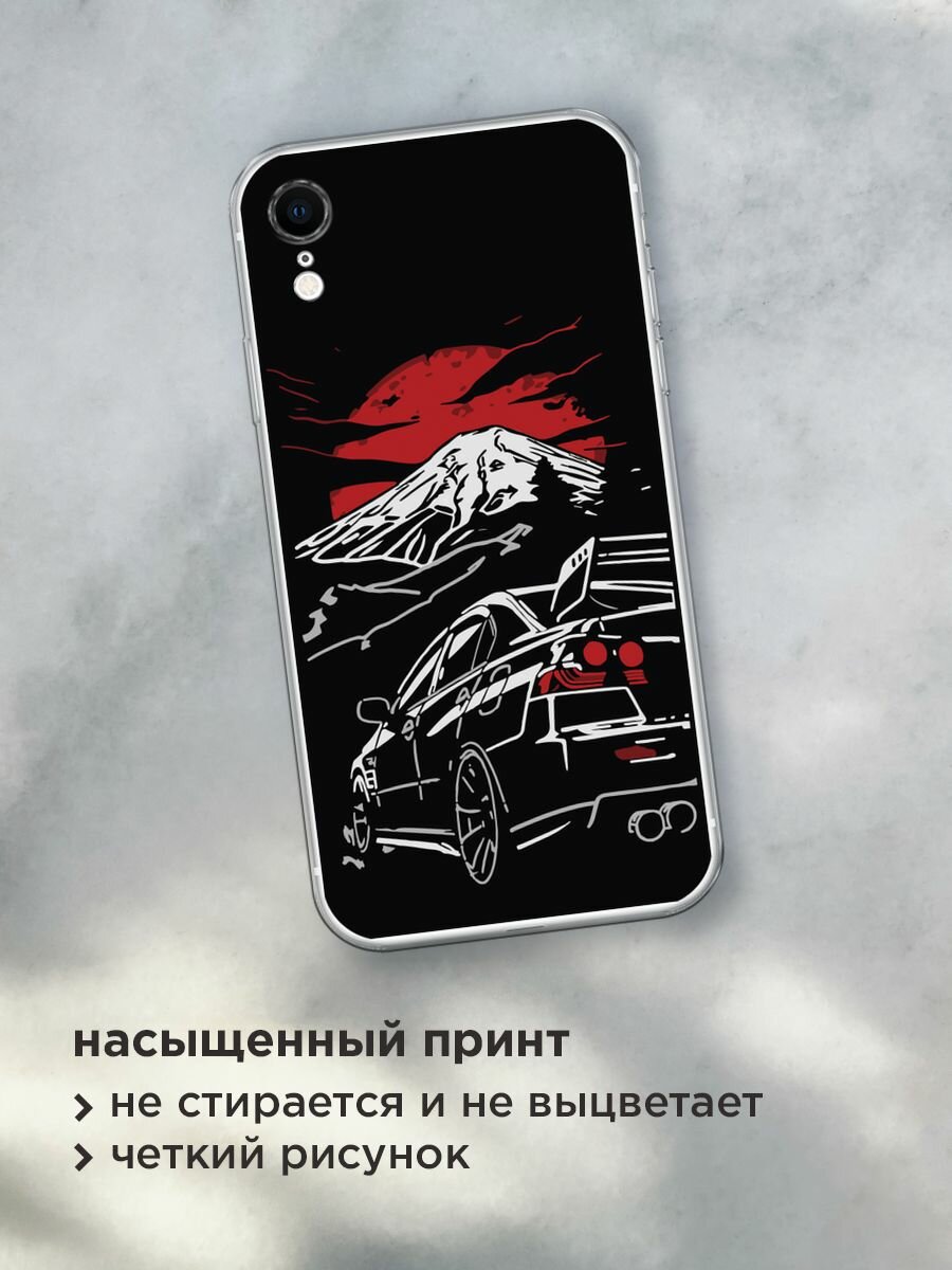 Чехол на Apple iPhone XR / Айфон XR с принтом "Машина в горах JDM" — фото 1