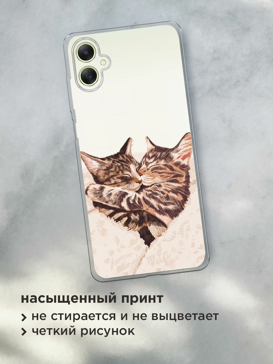 Чехол на Samsung Galaxy A06 / Самсунг Галакси А06 с принтом "Влюбленные котейки - 14 февраля" — фото 1