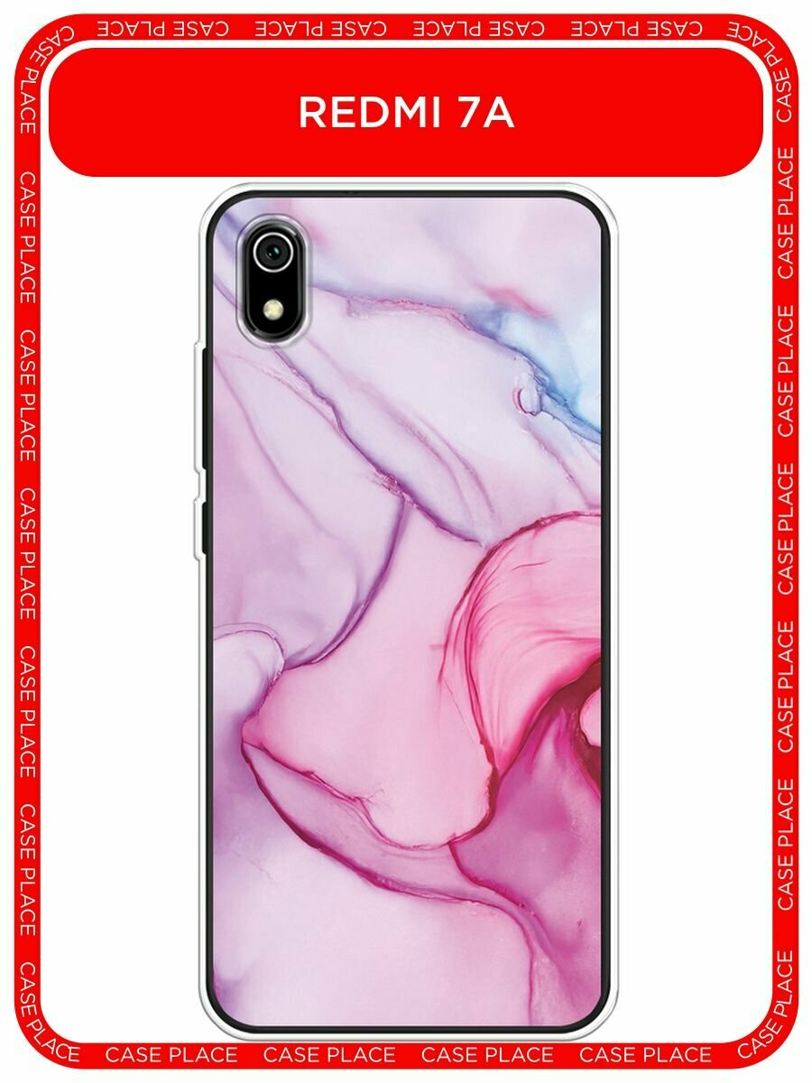 Чехол на Xiaomi Redmi 7A / Сяоми Редми 7А с принтом "Розовые мраморные разводы"