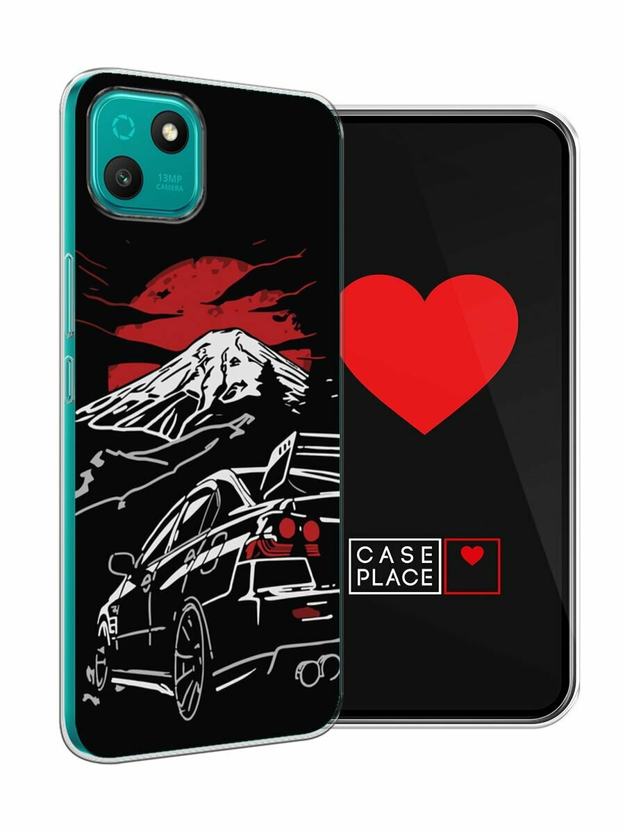 Силиконовый чехол на Wiko T10 / Вико Т10 с принтом "Машина в горах JDM" — фото 1