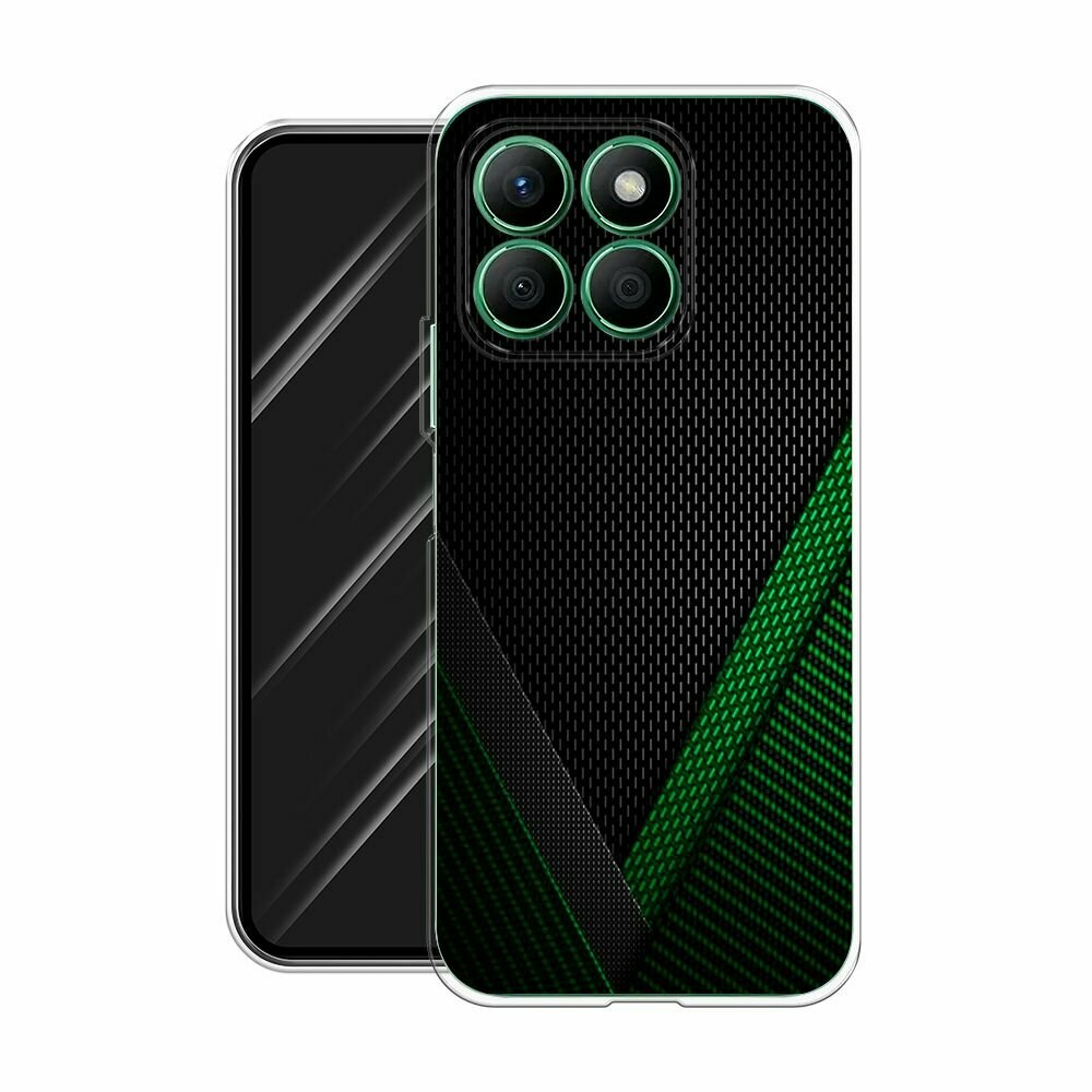 Силиконовый чехол на Honor X8B / Хонор X8B с принтом "Зеленый карбон" — фото 1