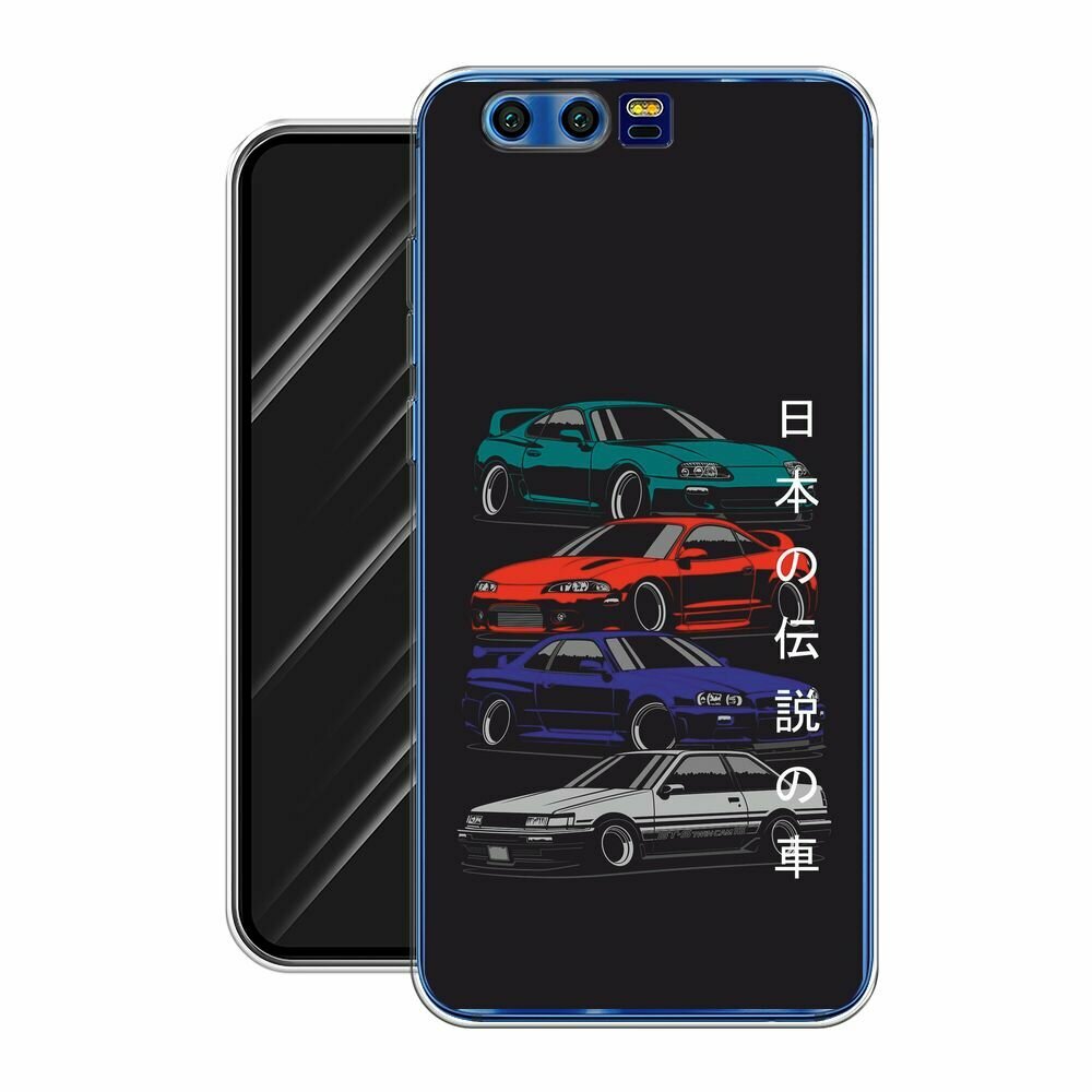 Силиконовый чехол на Honor 9 / Хонор 9 с принтом "JDM Legend cars" — фото 1