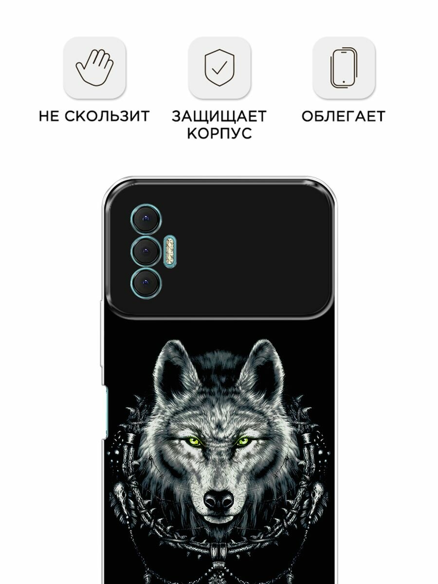 Чехол на Tecno Spark 8P / Техно Спарк 8P с принтом "Волк оберег" — фото 1