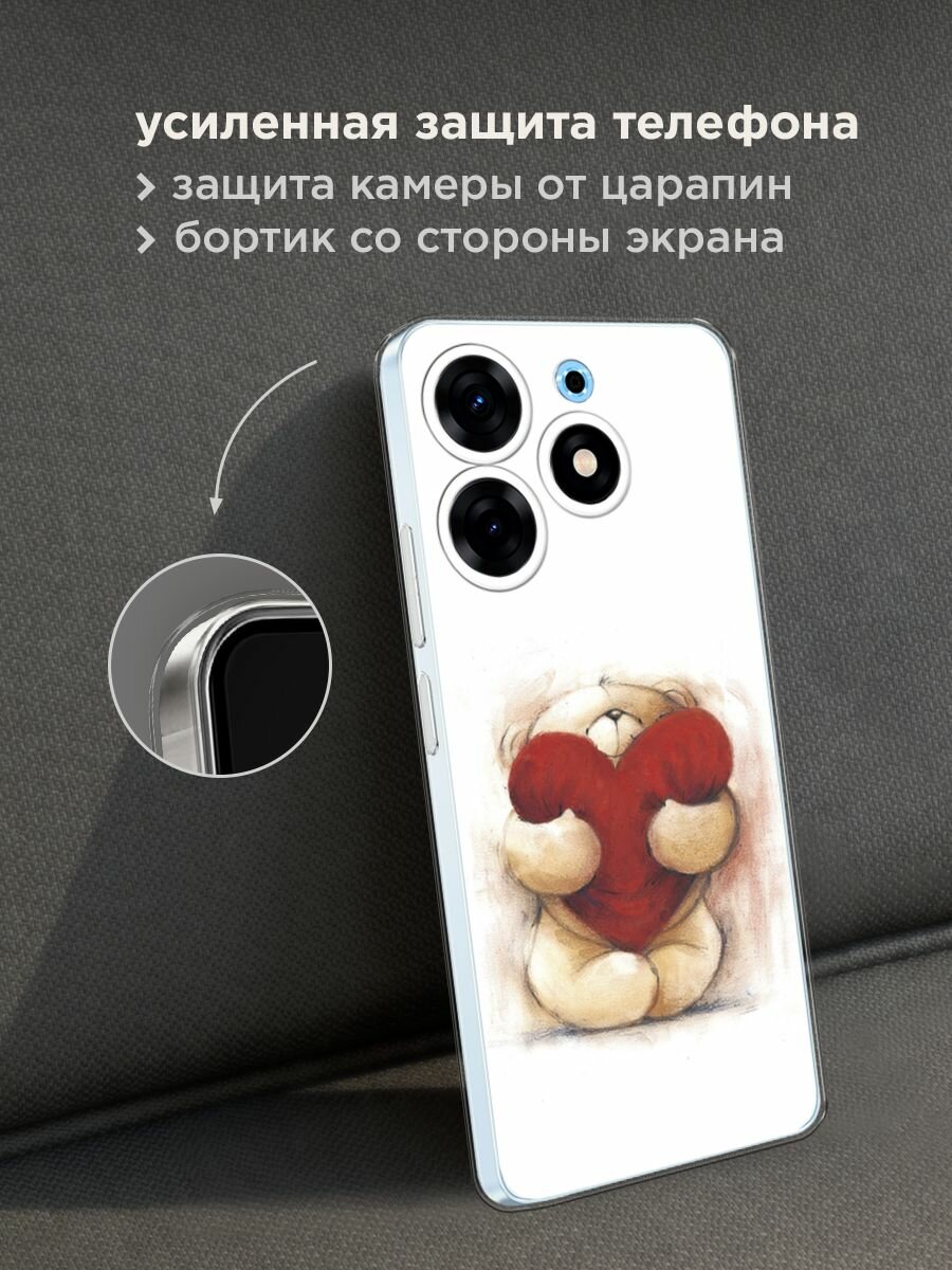 Чехол на Tecno Spark 10 Pro / Текно Спарк 10 Про с принтом "Мишка с сердцем 1" — фото 1