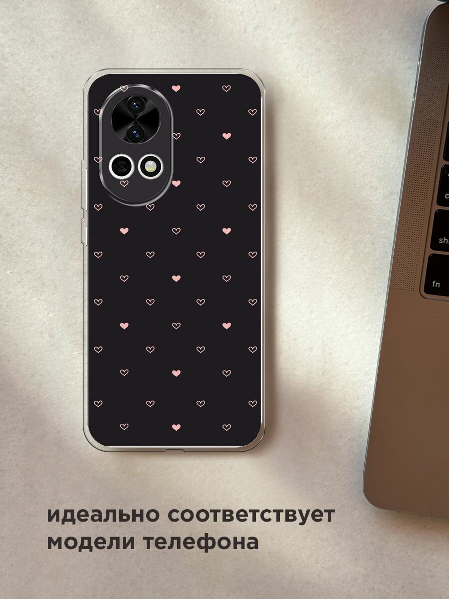 Чехол на Huawei Nova 12/Nova13 / Хуавей Нова 12/Нова 13 с принтом "Черный фон и сердечки" — фото 1
