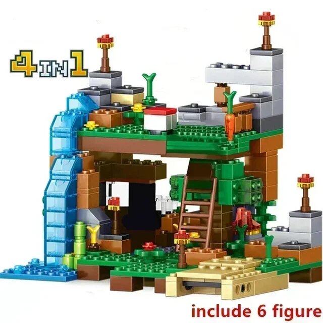1170 деталей строительных блоков серии Dream Village Minecraft, совместимых с блоками Mini Tree House и Alex Zombie, детская игрушка.