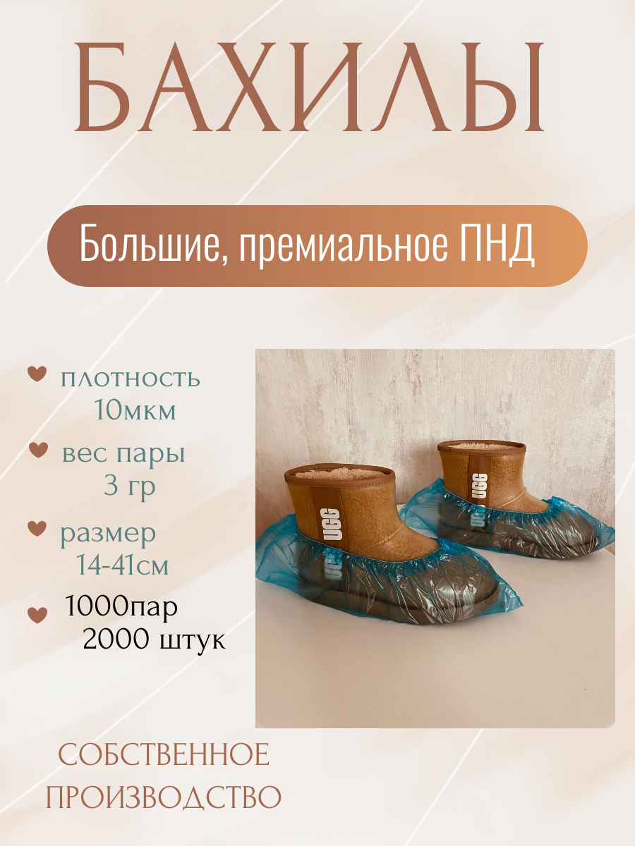 Бахилы одноразовые 1000 пар / 2000 шт вес пары 3 гр, прочные 12 мкм синие 41 x14 см до 46 размера обуви