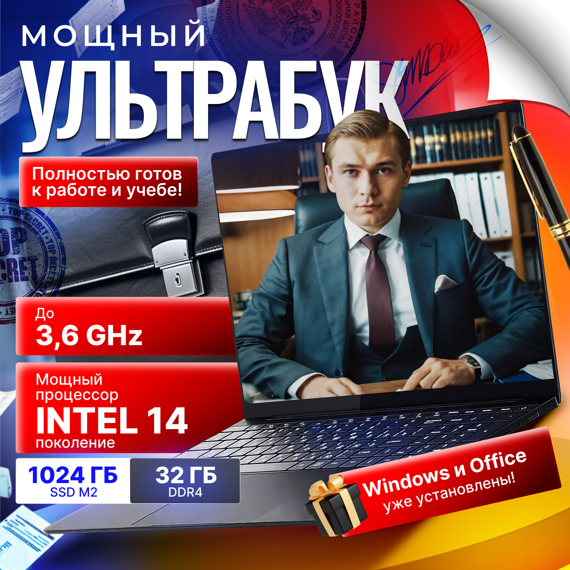 Ноутбук Intel Core i9-13900HX, 32GB RAM, 2048GB SSD, 2026 + Office