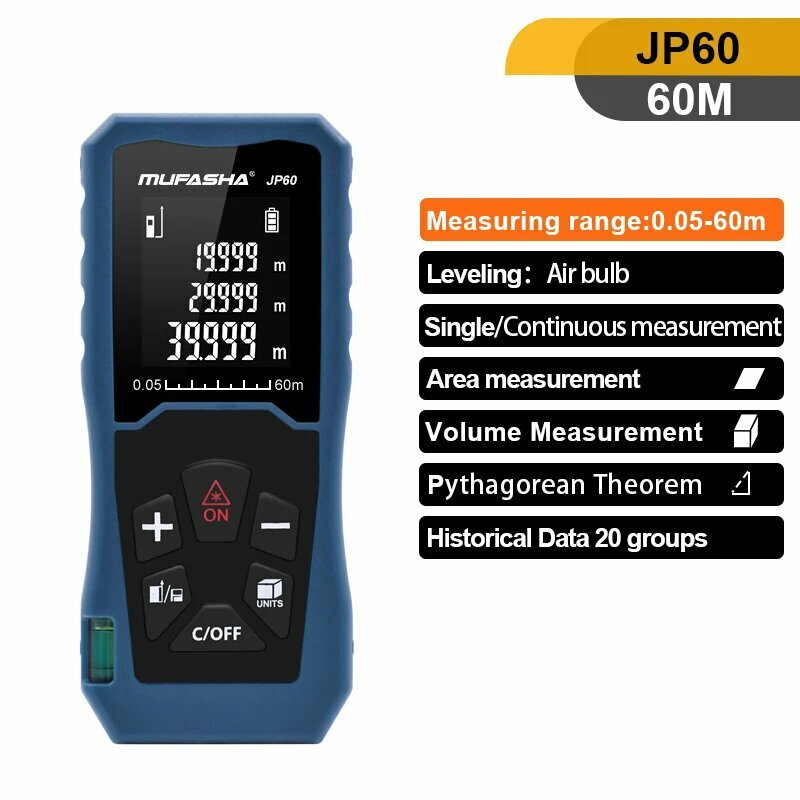 MUFASHA лазерный дальномер JP 40/60/80/100M рулетка Ranger бытовой цифровой дальномер