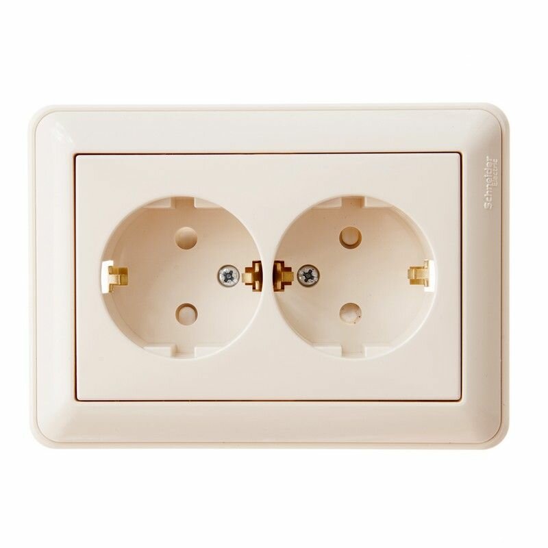 Розетка двойная Systeme Electric скрытая c заземлением 16А бежевая, W59
