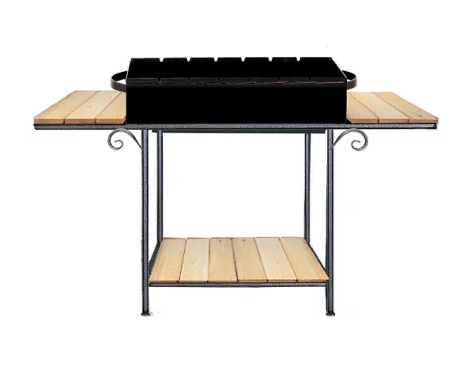 Мангал Mangal-market Сигма, стационарный, сварной, со столиком, 6 пазов для шампуров, черный, 160х80 см