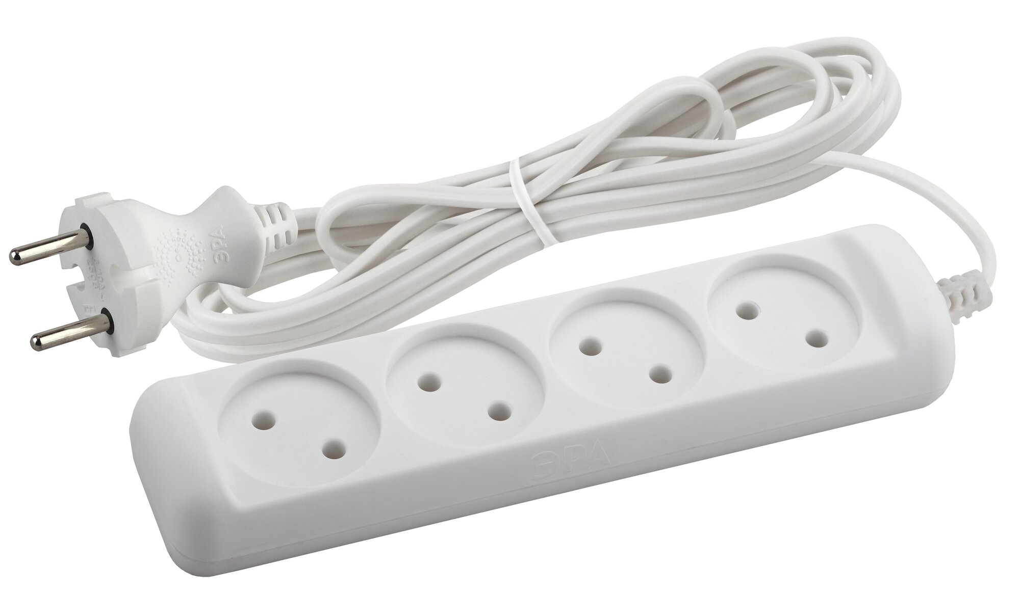 Удлинитель электрический Эра без заземления, 4 розетки, 3 м, ШВВП, 2x0.75 мм2, 6А