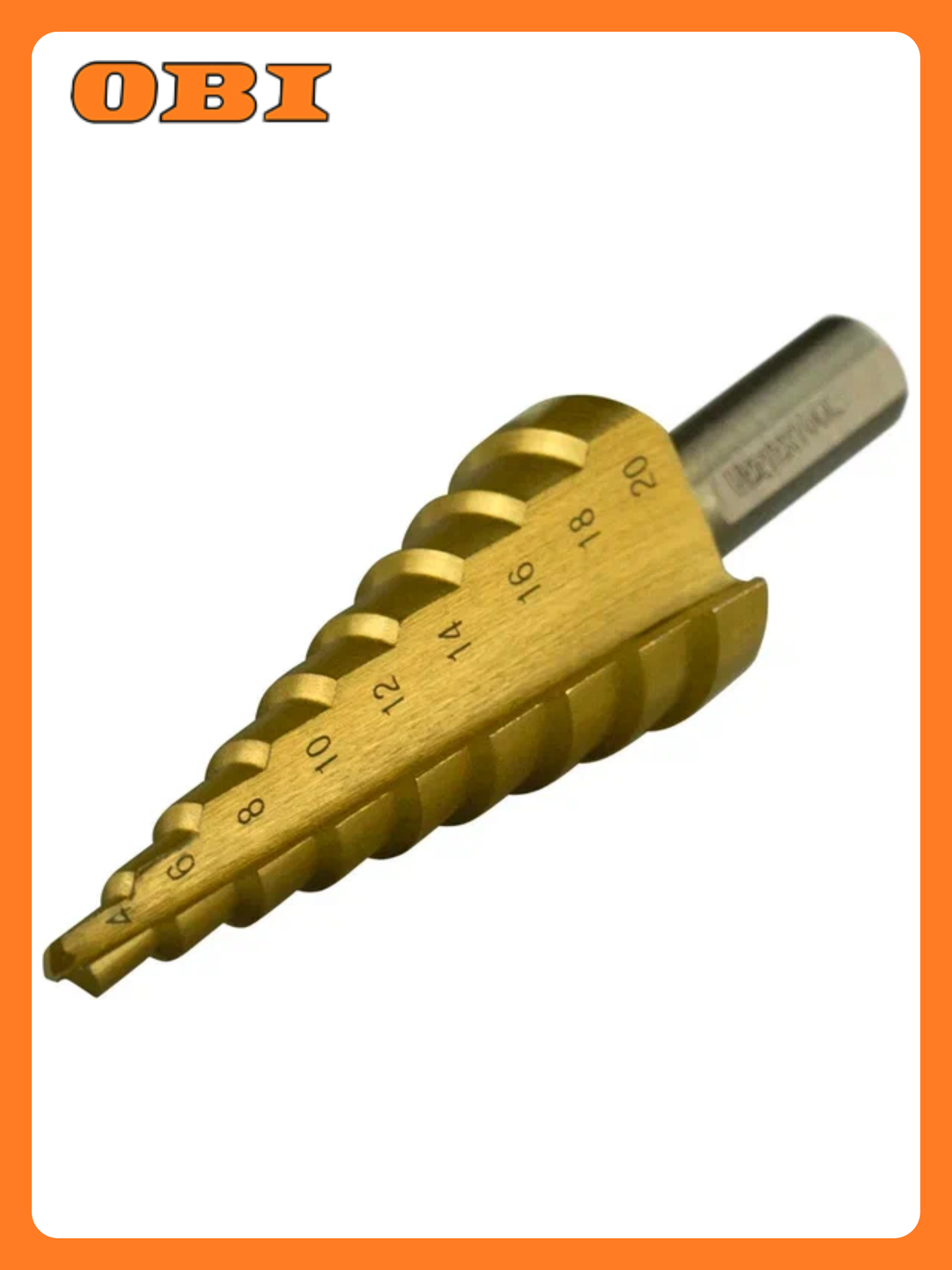 Сверло VertexTools 4-20, ступенчатое, по металлу, P6M5, нитрид титана, 4-20мм