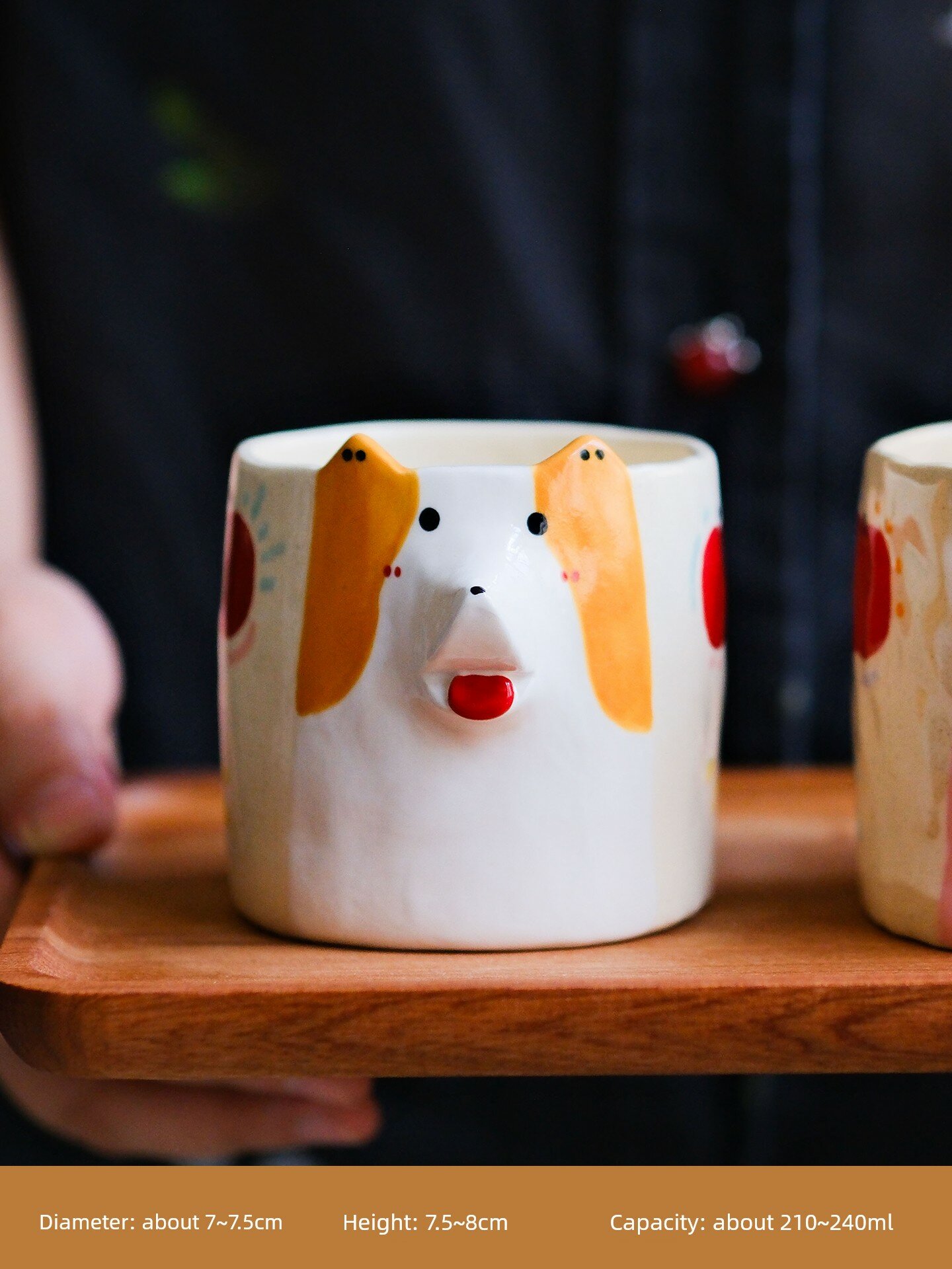 Ручная керамическая чашка для кофе с рисунком собаки, эргономичная ручка, идеальна для домашних кофейных перерывов, 325