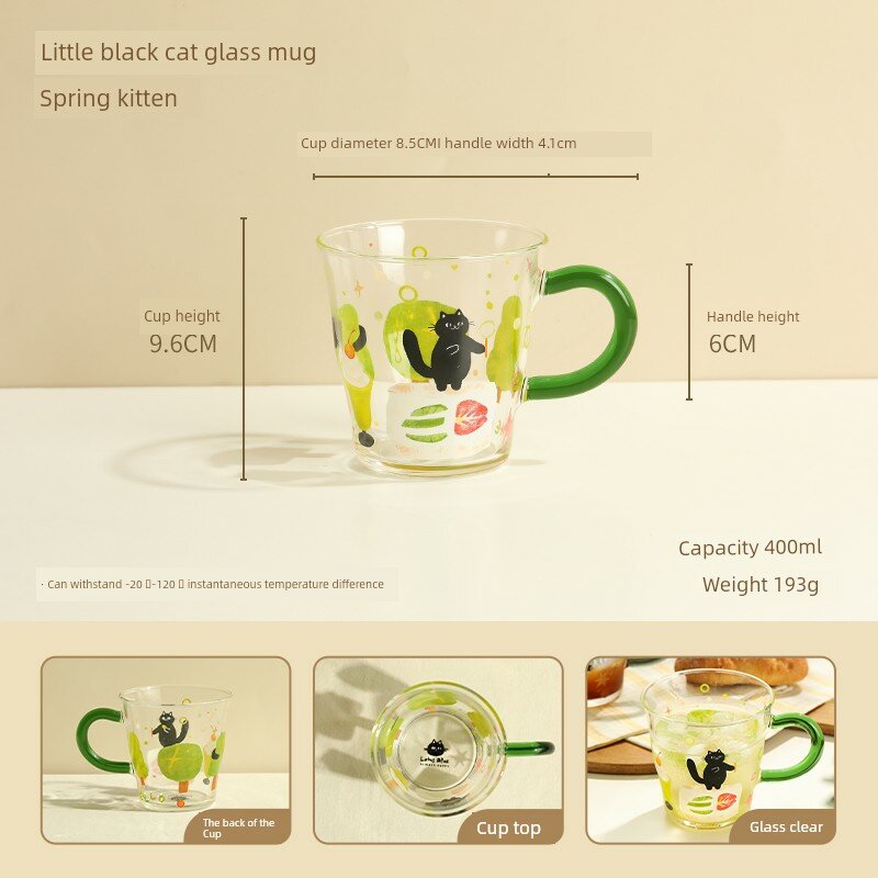 Стеклянная кружка Blue Lotus для дома и офиса с ручкой, термостойкая, популярная в интернете, высококачественная.