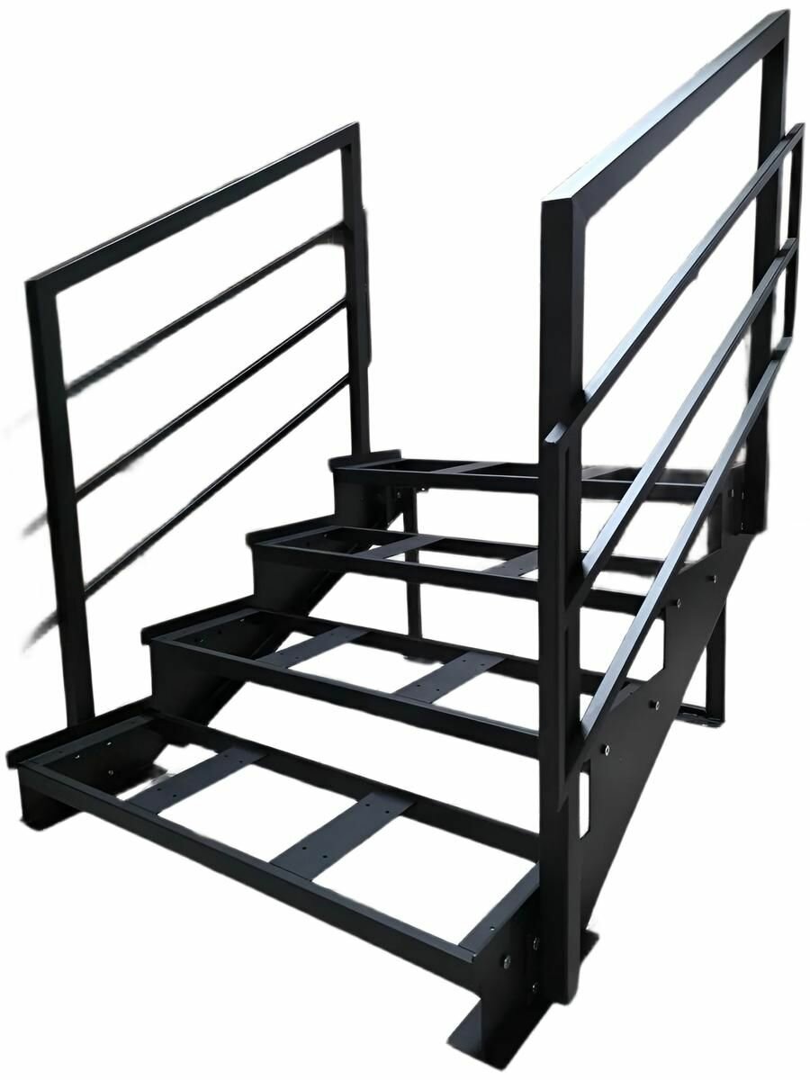 Лестница-крыльцо 4 ступеней , без ступеней ДПК, перила с двух сторон. Ширина 1м, высота 60 см.