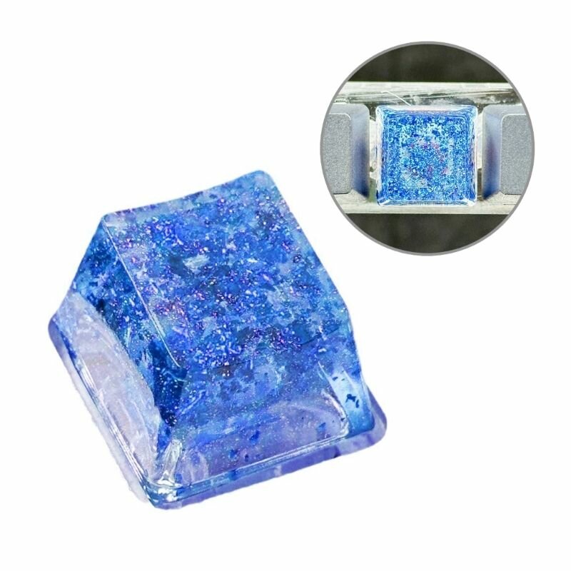 Прозрачный колпачок для ключей из эпоксидной смолы ручной работы с золотой фольгой-синий