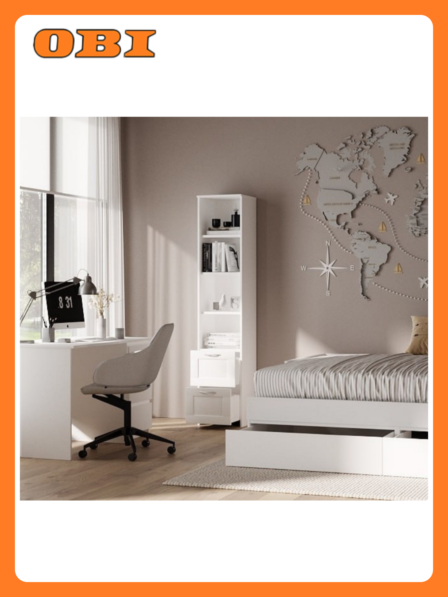 Стеллаж Шведский Стандарт Сириус 2 ящика 39х190 см белый