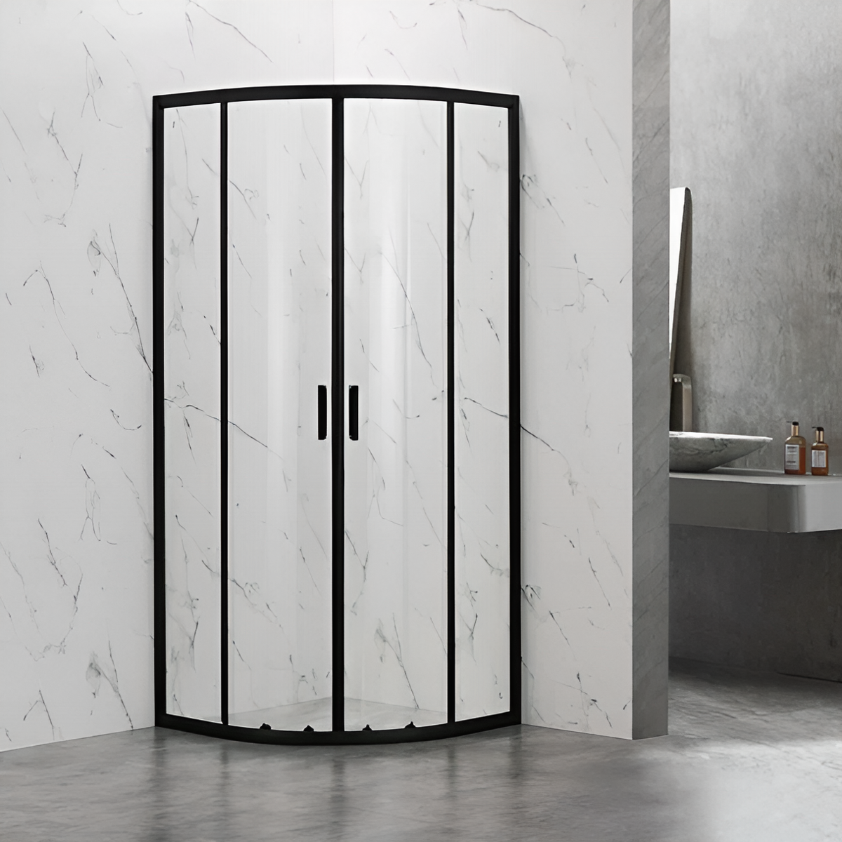 Душевой угол Veconi Rovigo RV-202B, 800x800x1900, черный, стекло прозрачное