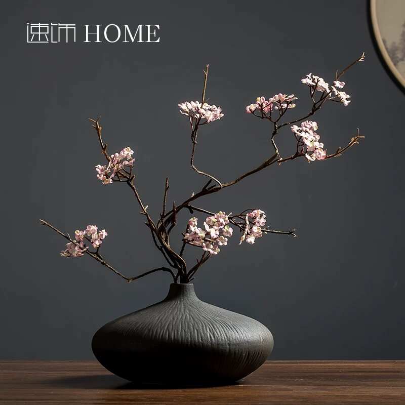 Современная керамическая плоская ваза в китайском стиле для гостиной, обеденного стола, прихожей, ТВ-тумбы, гостевого