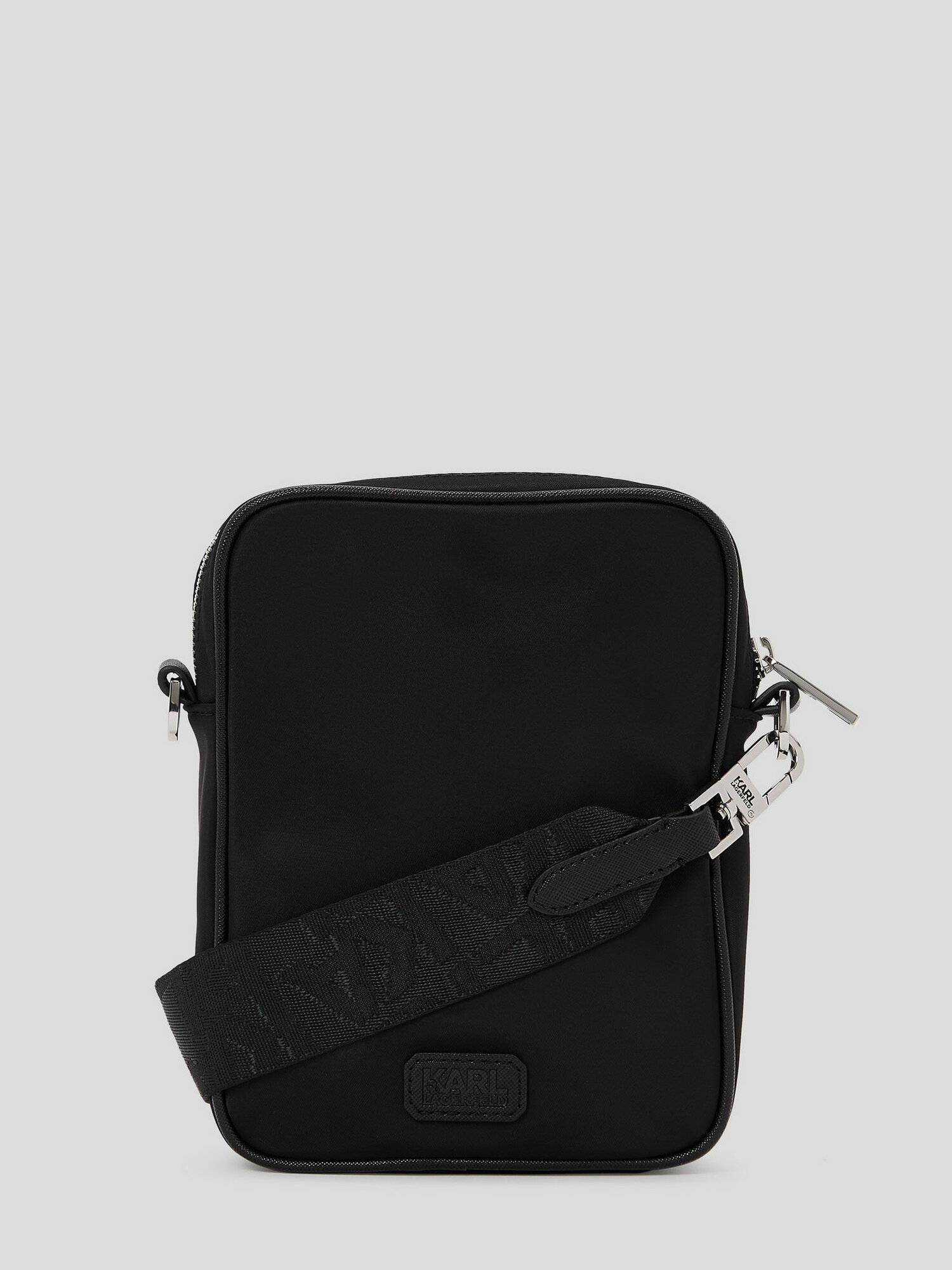 Сумка мессенджер Karl Lagerfeld IKON NYLON SMALL MESSENGER, фактура гладкая, черный — фото 1