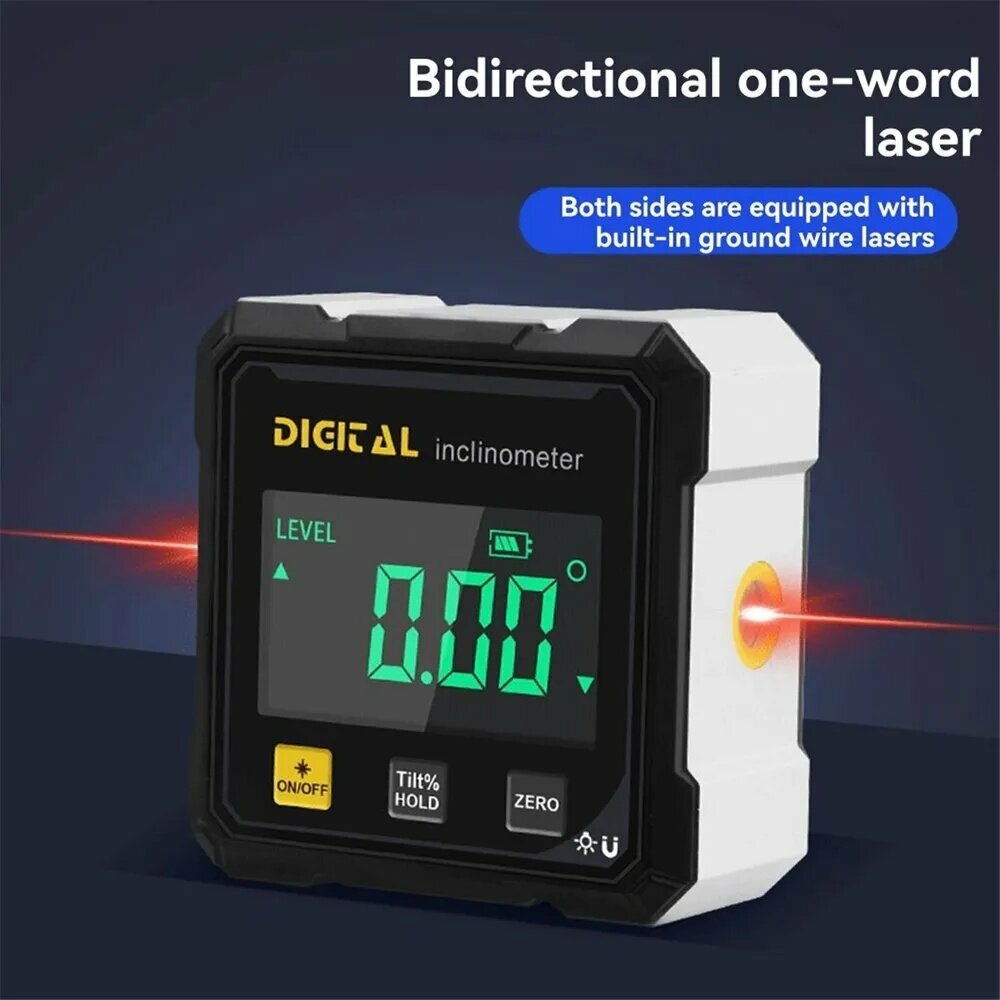 Инструменты для деревообработки. 4-сторонний магнитный инклинометр с двумя лазерами. Цифровой угломер с функцией измерения наклона.