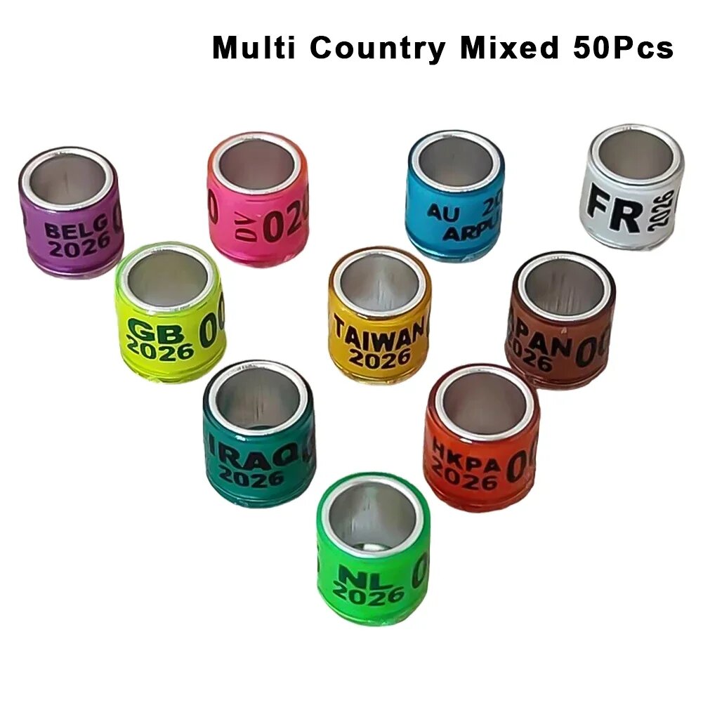 Кольца для голубей, 50 шт, Multi Country Mixed