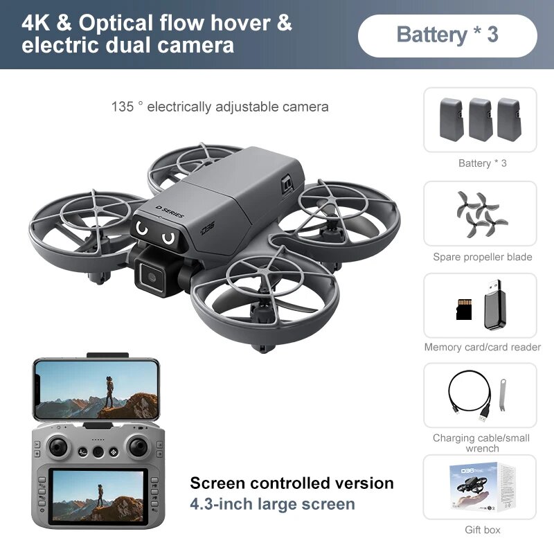 GUANTU D36 4K Дрон Gray-3Battery