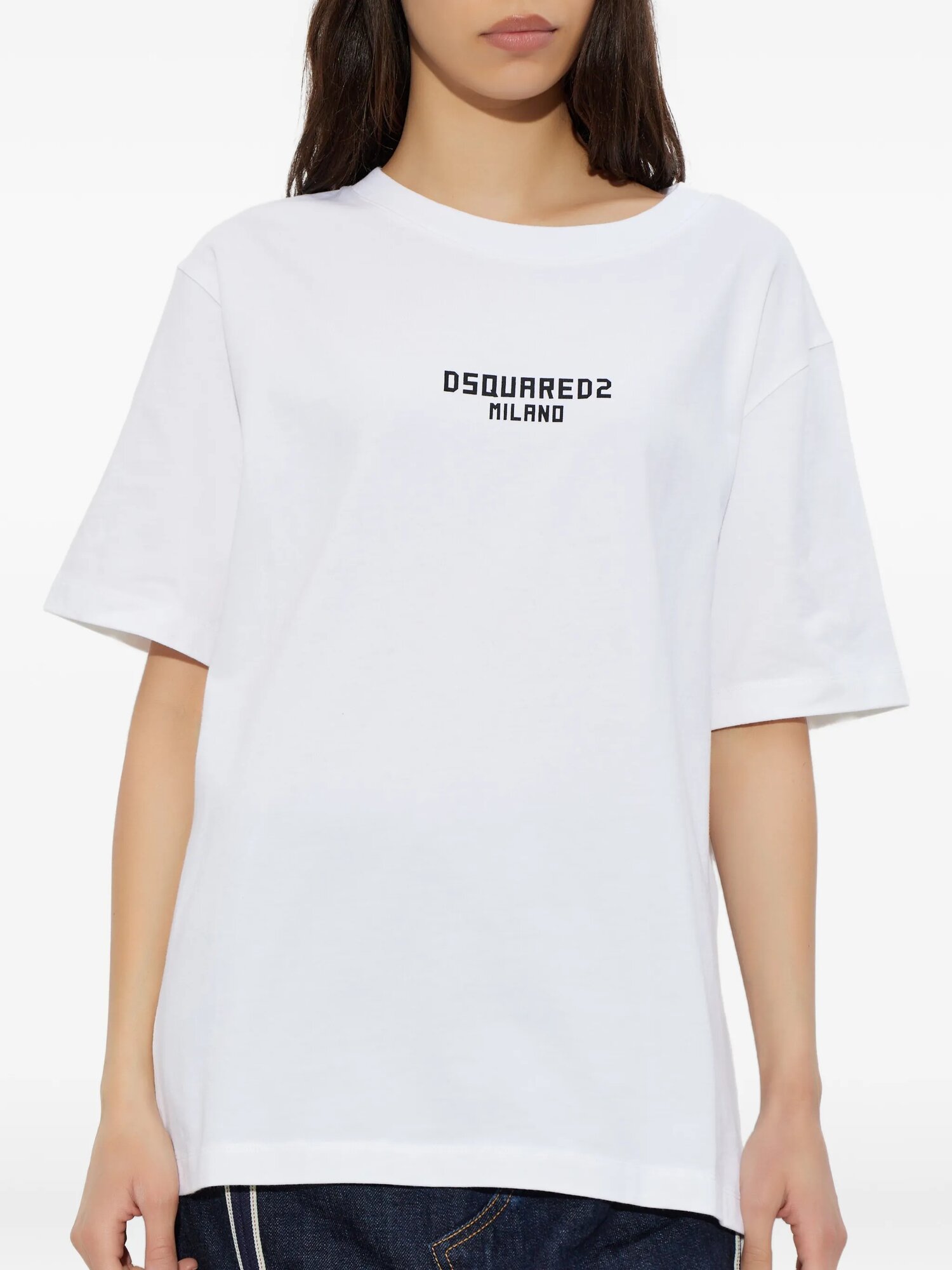 Футболка DSQUARED2, размер 40, бежевый/белый — фото 1