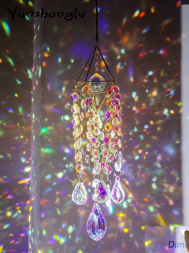 Камни для декора Crystal Suncatcher Prism Rainbow Maker Window Hanging Ornament Home Garden Decor 350mm