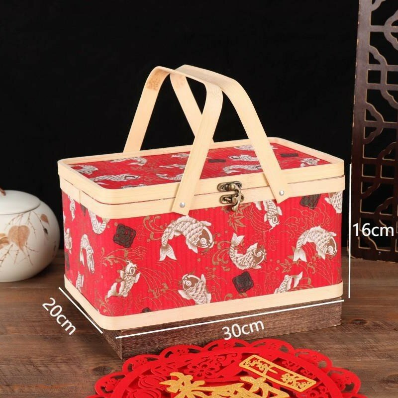 Бамбуковая плетеная упаковка, бамбуковая корзина, подарочная коробка для лунных пирожков на фестиваль середины осени, бамбуковая коробка, хранение фруктов, ручная бамбуковая корзина