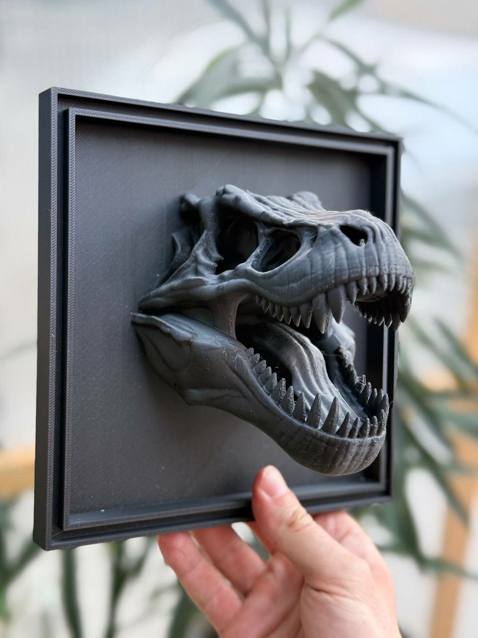 Картина 3D череп динозавра 180х180мм, черный