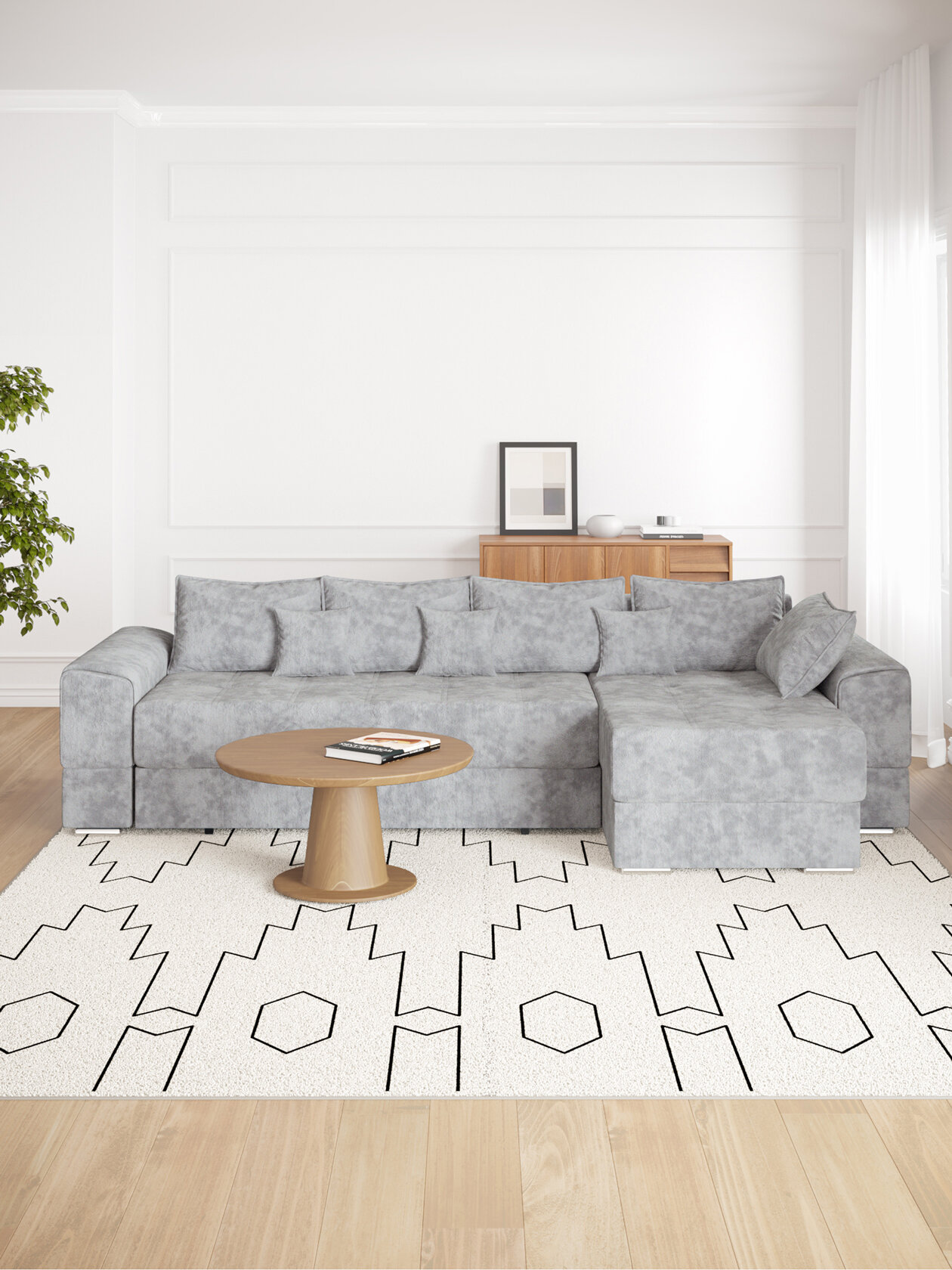 Диван кровать угловой Релакс независимый пружинный блок, раскладной, еврокнижка, с ящиком, 143х228 см спальное место, Серебро, велюр