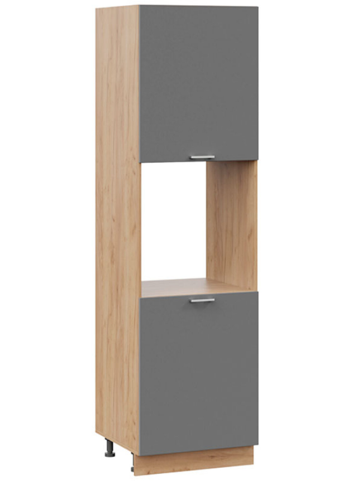 Пенал кухонный напольный с нишей 600 Катрин (софт графит) корпус крафт Huge Mebel. Ширина 600 Высота 2132. Модули кухонные нижние Huge Mebel. Ширина 600 Высота 2132