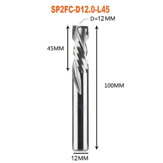 Dreanique компрессионная фреза по дереву для чпу (12х45х100х12 Z2) SP2FC-D12.0-L45 39773
