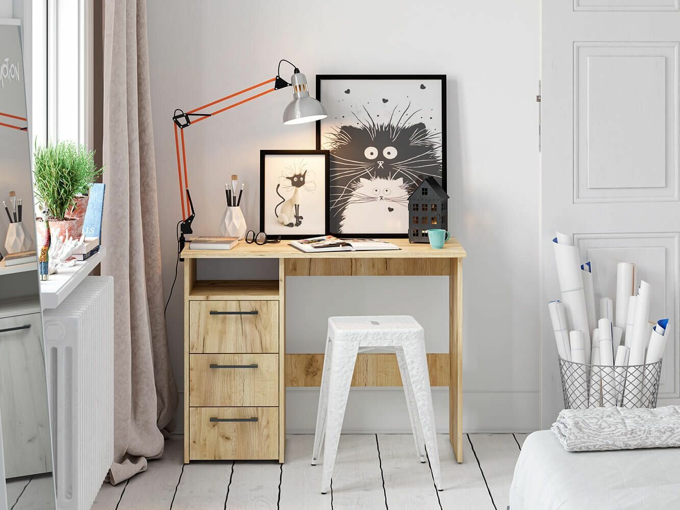 Стол с ящиками Фронда-10 К1, Дуб крафт золотой