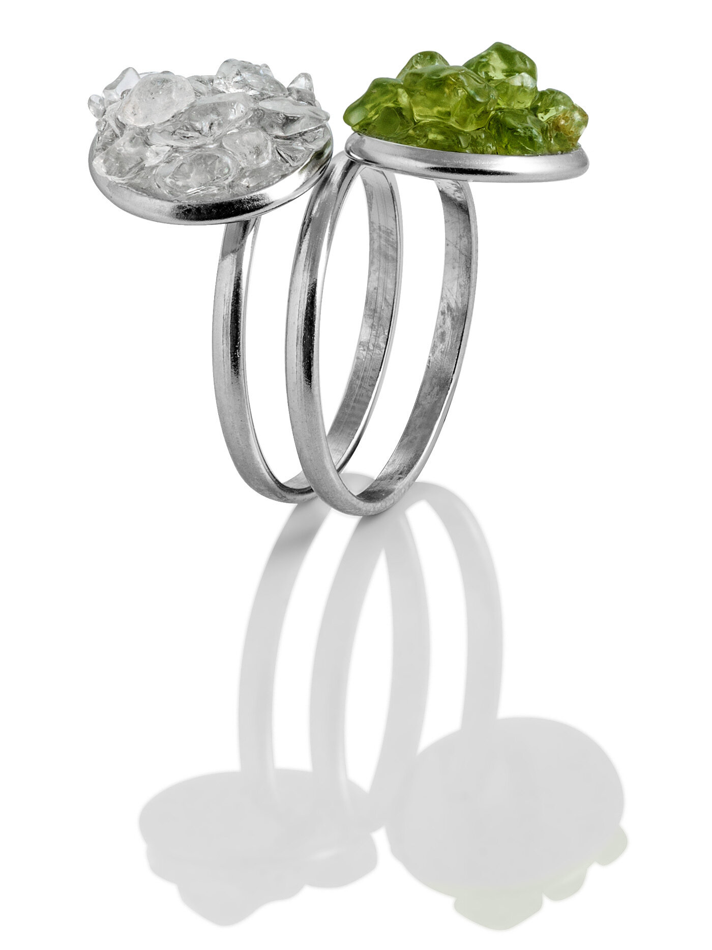 Кольцо, горный хрусталь, хризолит