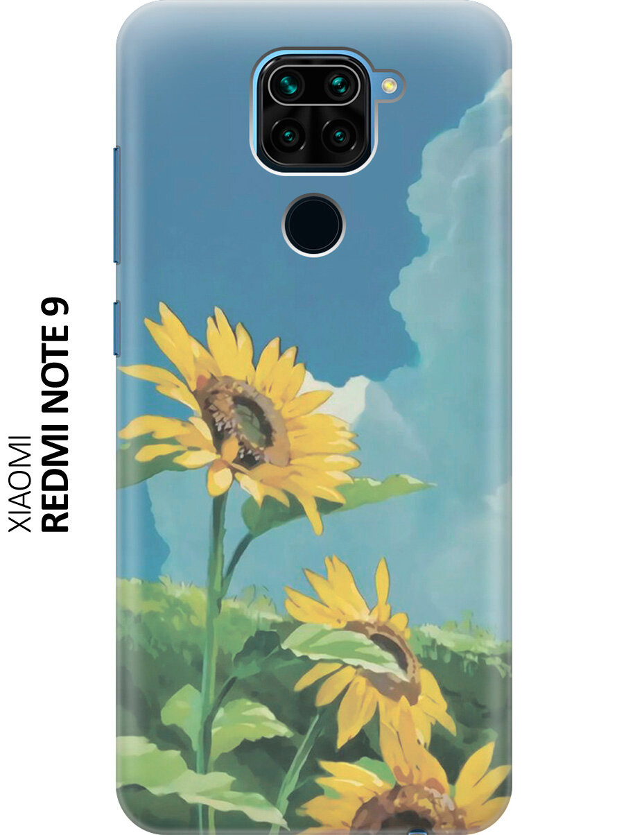 Силиконовый чехол Три подсолнуха в поле на Xiaomi Redmi Note 9 / Сяоми Редми Ноут 9