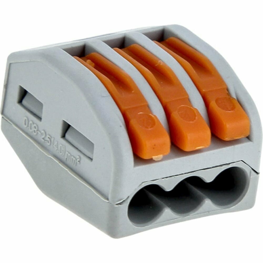 Строительно-монтажная клемма EKF СМК, 222-413, с рычагом, 3 отверстия, 0.08-2.5(4.0)мм2, PROxima 100 шт plc-smk-413