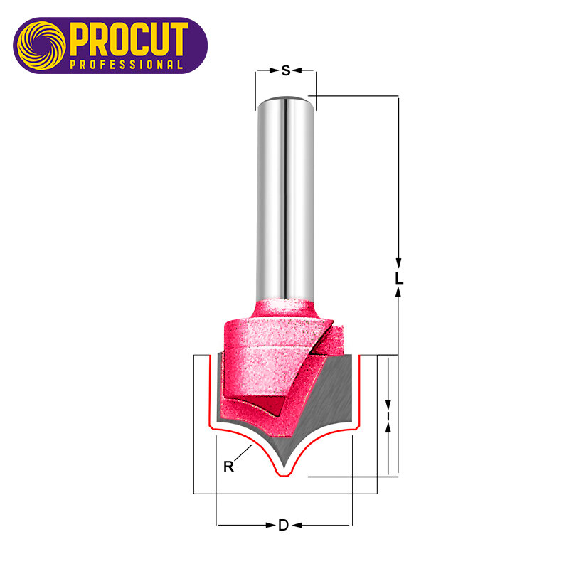 Фреза скругление R=6.5 i1=7 D=13x11x44 S=6 PROCUT PROFESSIONAL A1106