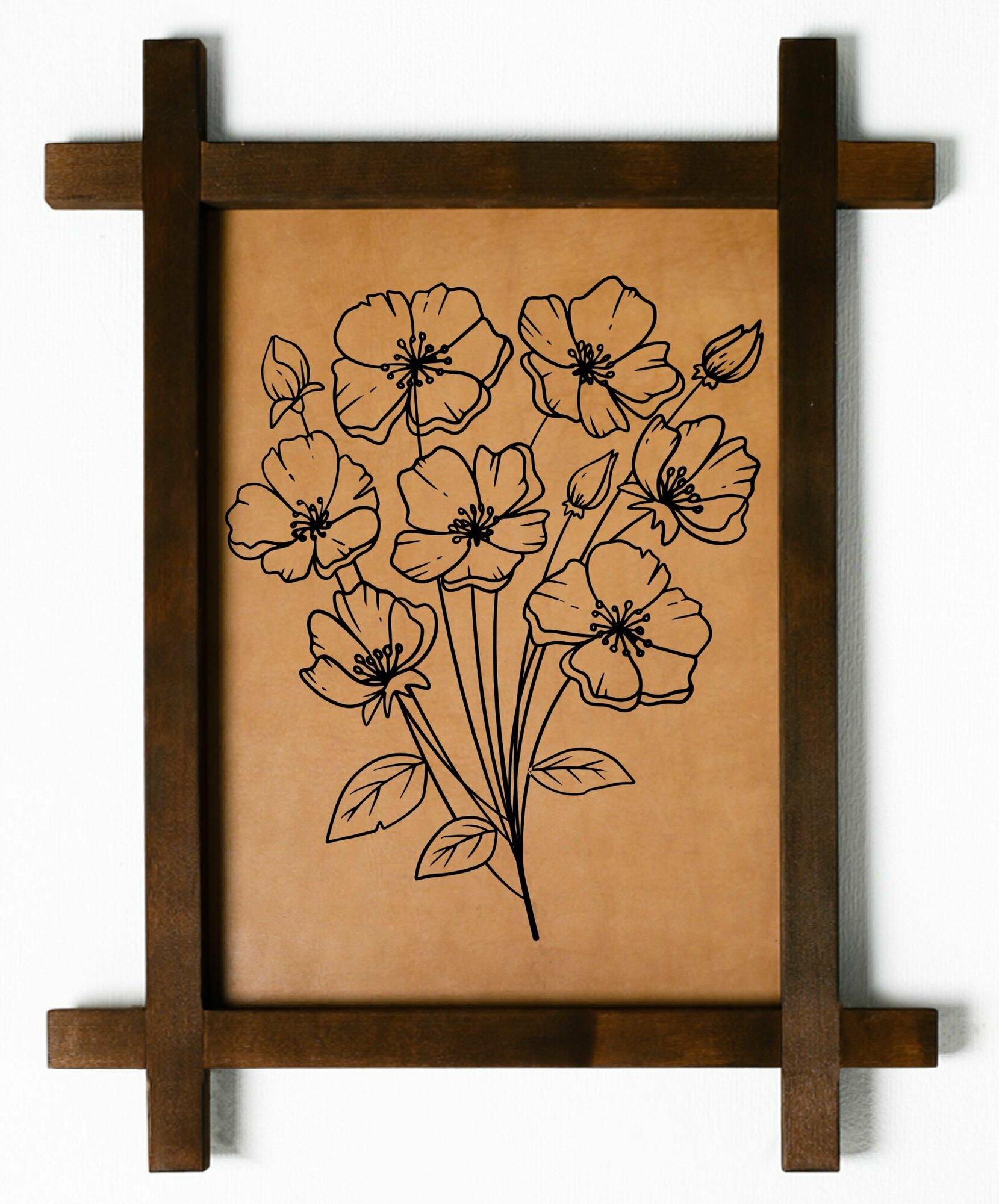 Картина интерьерная из кожи "Мак", BoomGift