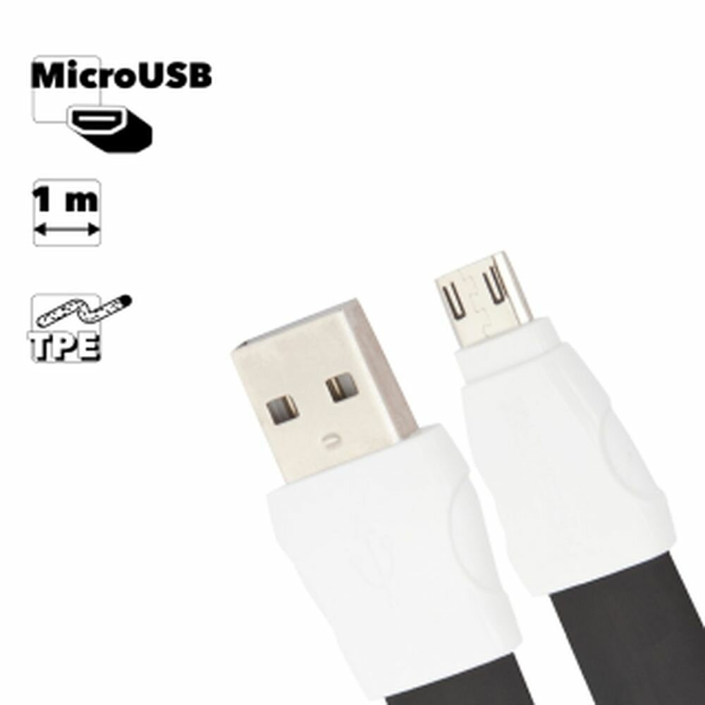 USB кабель Remax Full Speed 2 Series Cable RC-011m MicroUSB плоский пластиковые разьемы, черный