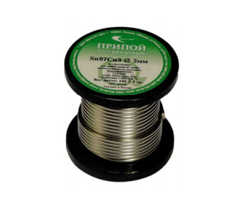 Припой Sn97Cu3 (бессвинцовый) проволока, катушка ф3мм (100г) (31252) (Векта)