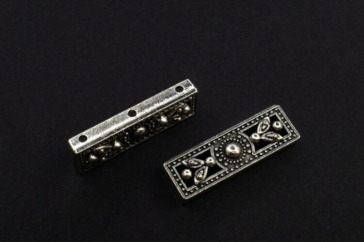 Разделитель для бижутерии на 3 нити 24х9х4мм, отверстие 1мм, цвет античное серебро, сплав металлов, 24-140, 2шт