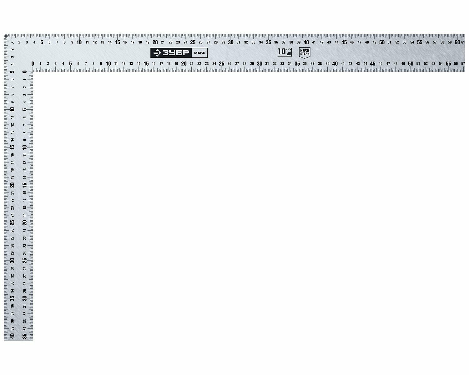 Плотницкий угольник ЗУБР 600х400 мм нержавеющая сталь толщина 2 мм точность 1 мм на метр