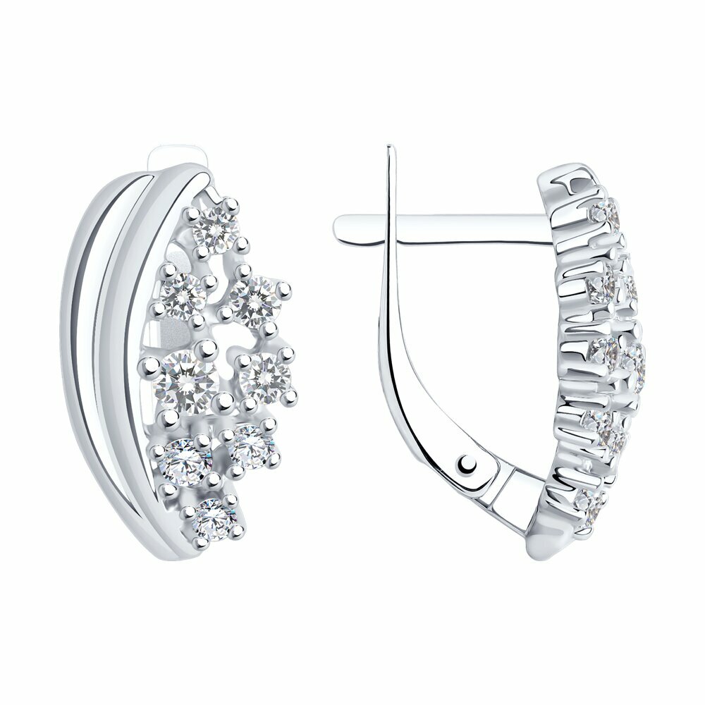 Серьги, серебро, 925 проба, фианит