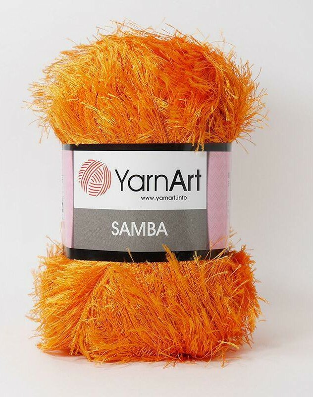 Пряжа Samba Yarnart цвет 07 оранжевый неон, 100 г. 150 м. 1 моток.